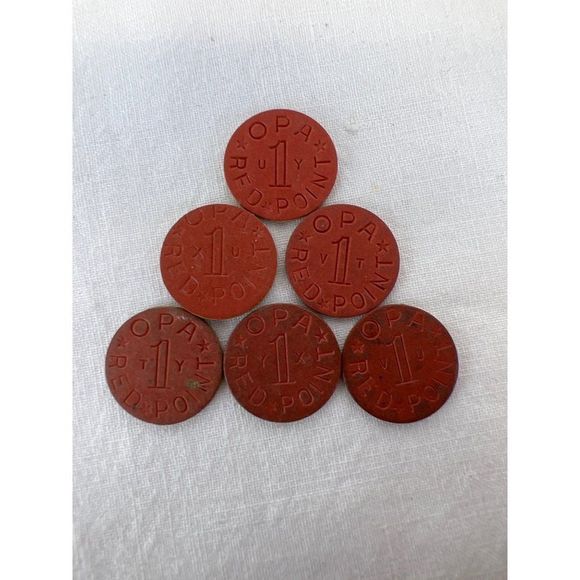 Other | Antique Lot 6 Wwii War Ration Opa 1 Red Point Coin Token | Poshmark
